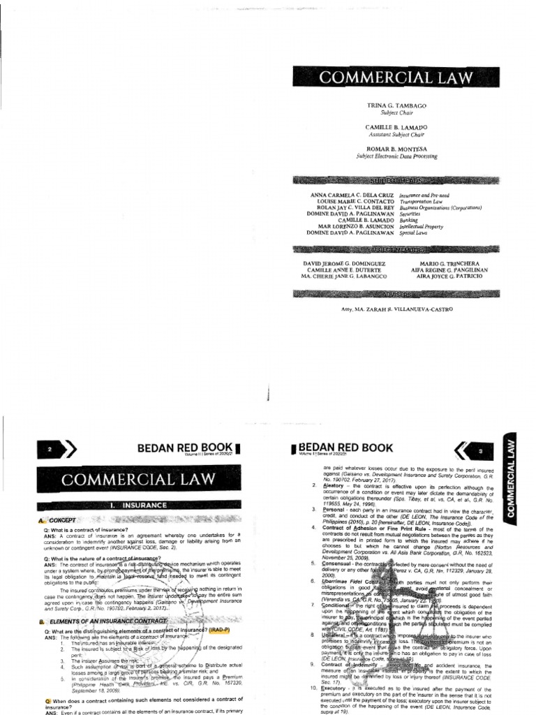 2021 SBU Red Book Volume 2 - Commercial Law | PDF | Insurance | Life ...