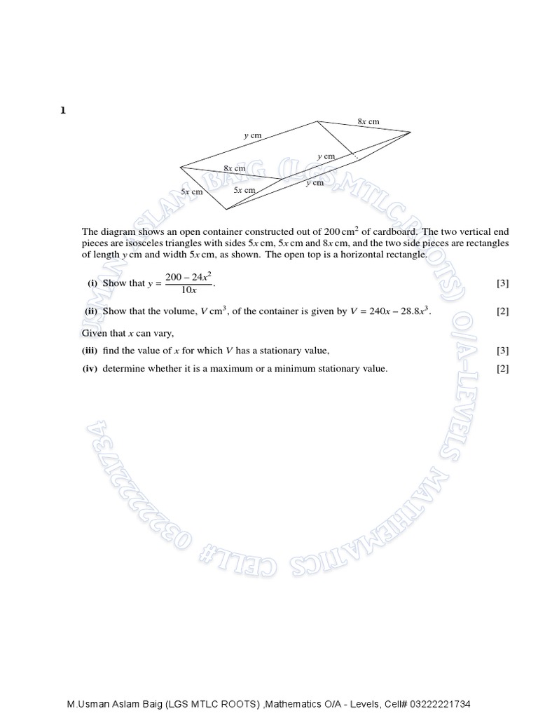 Stationary Point | PDF | Length | Volume