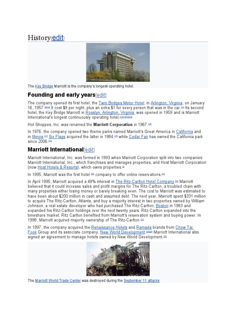 History: Founding and Early Years | Download Free PDF | Marriott International