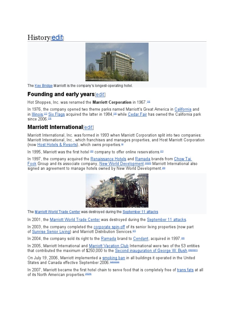 History: Founding and Early Years | PDF | Marriott International