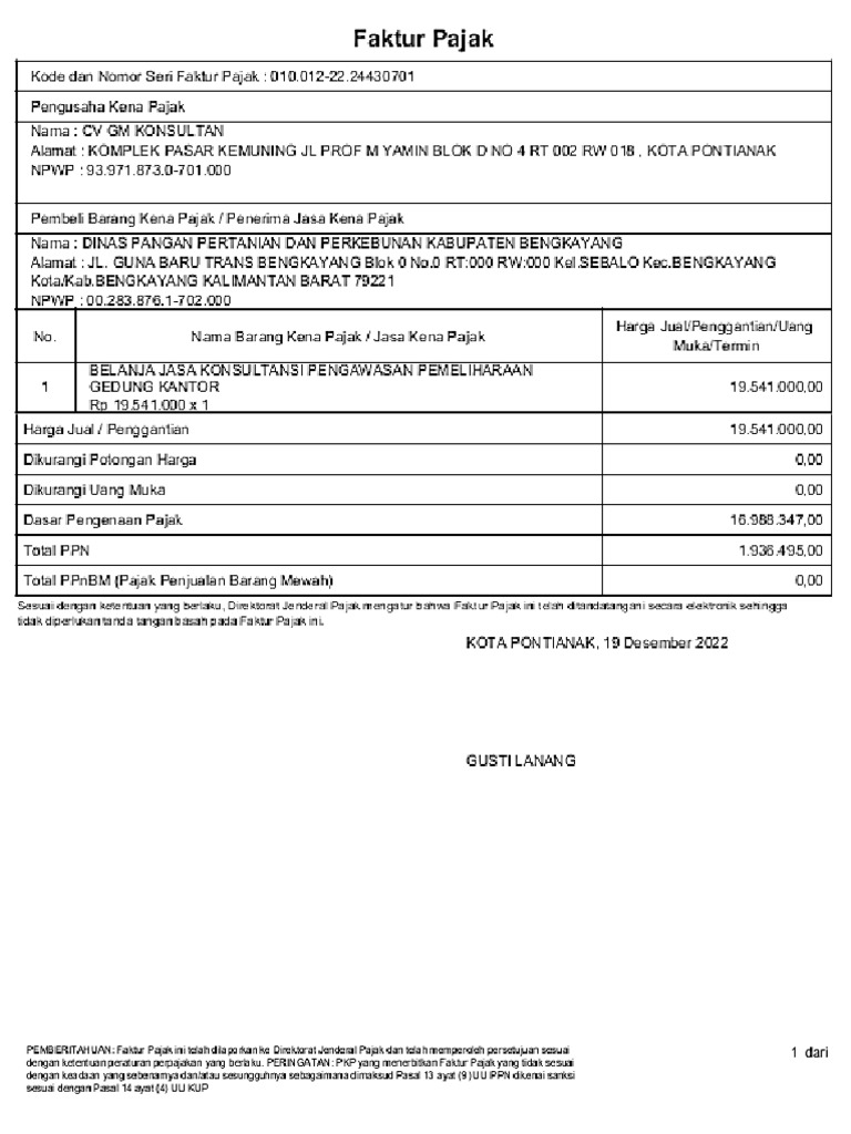 Faktur Pajak GM | PDF
