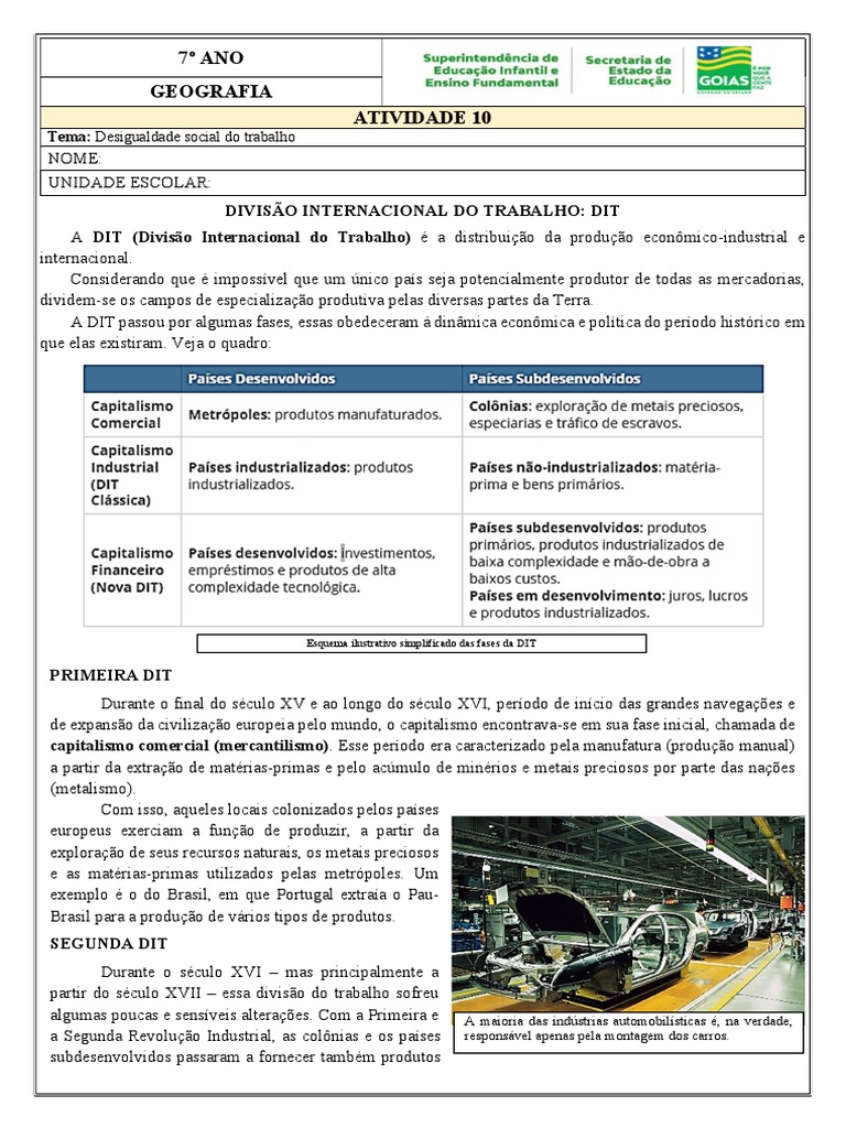 Atividade 10 7o Ano GEO DIVISAO INTERNACIONAL DO TRABALHO | PDF ... Atividade 10 7o Ano GEO DIVISAO INTERNACIONAL DO TRABALHO | PDF ...