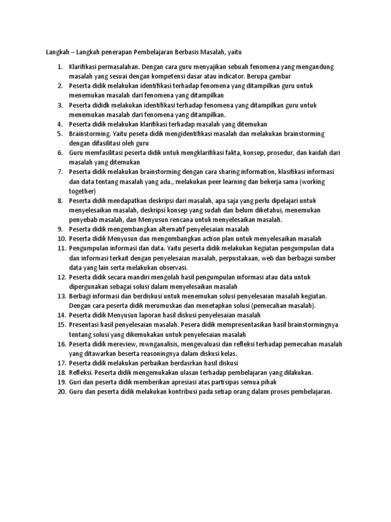 Langkah Penerapan Pembelajaran PBL | PDF | Karier & Perkembangan