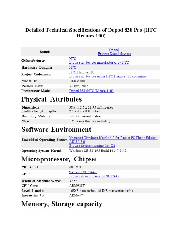 Dopod 838 Pro | PDF | Secure Digital | Htc