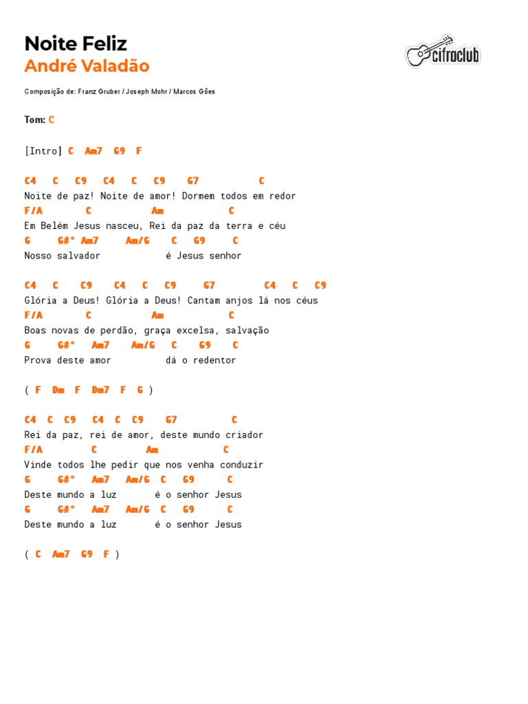 Cifra Club - André Valadão - Noite Feliz | PDF