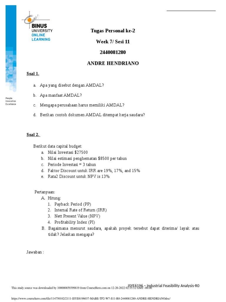 TP Amdal | PDF | Bisnis