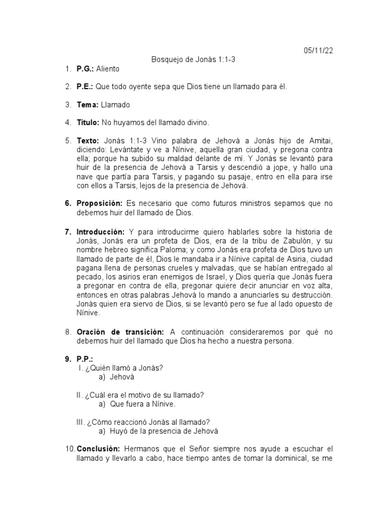 Bosquejo Jonas | PDF | Jonás