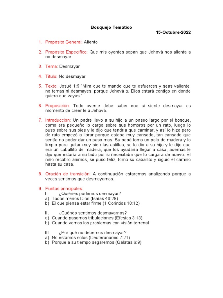 Bosquejo Temático | PDF