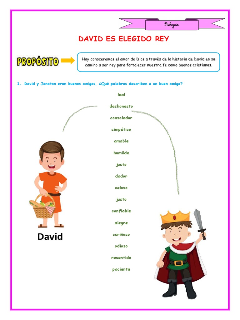 E9 S3 Ficha D5 Religión David Es Elegido Rey | PDF | David | Saulo
