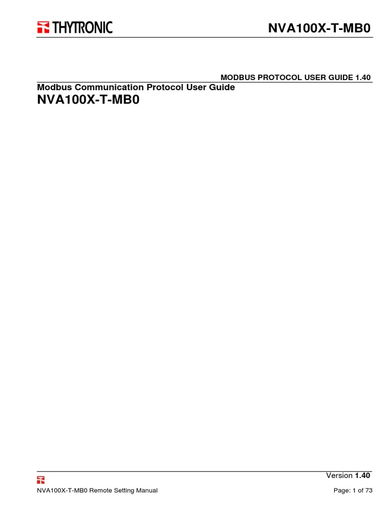 Modbus Nva100x T Mb0 Manual PR - 0140 | PDF | Computer Network | String (Computer Science)