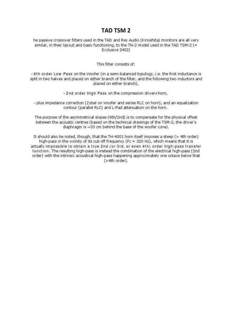 TAD TSM2 Story | Download Free PDF | Electronic Filter | Low Pass Filter