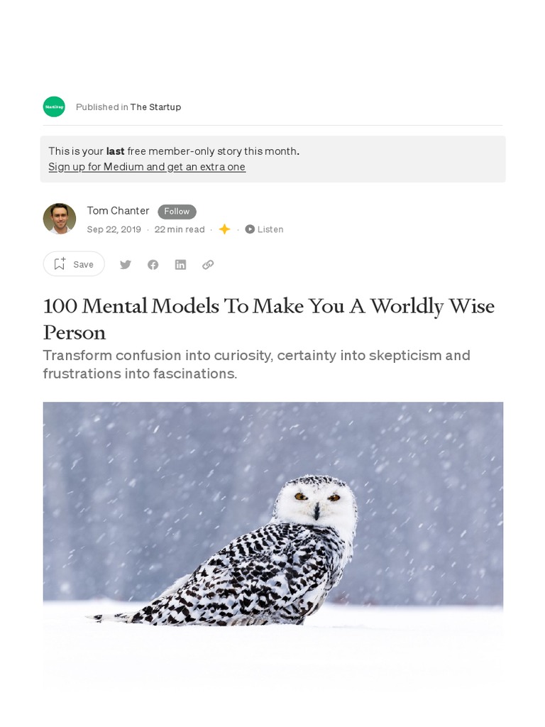 100 Mental Models for Worldly Wisdom | PDF | Mindset | Thought