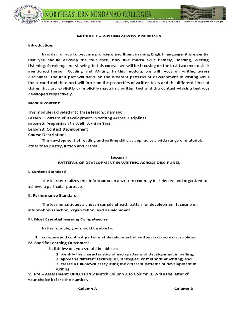 Reading and Writing Skills Module 1 Shs | PDF | Essays | Linguistics Reading and Writing Skills Module 1 Shs | PDF | Essays | Linguistics