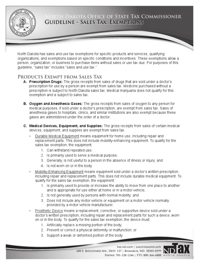 Sales Tax Exemptions | PDF | Sales Taxes In The United States | Foods