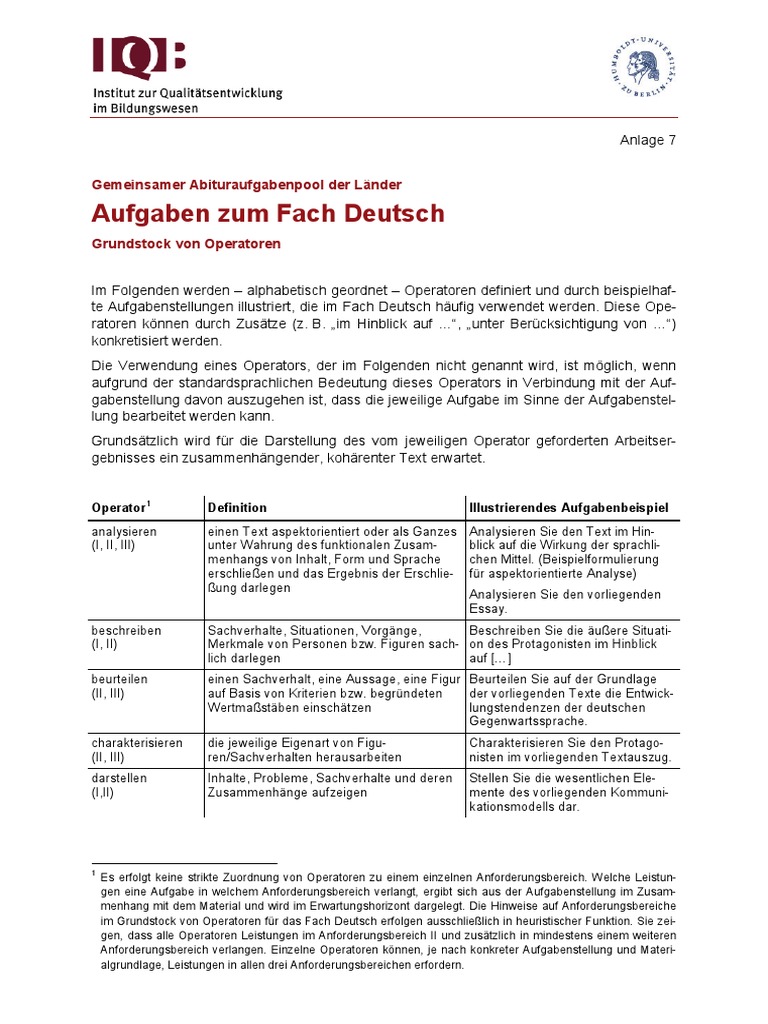 Operatoren Deutsch | PDF