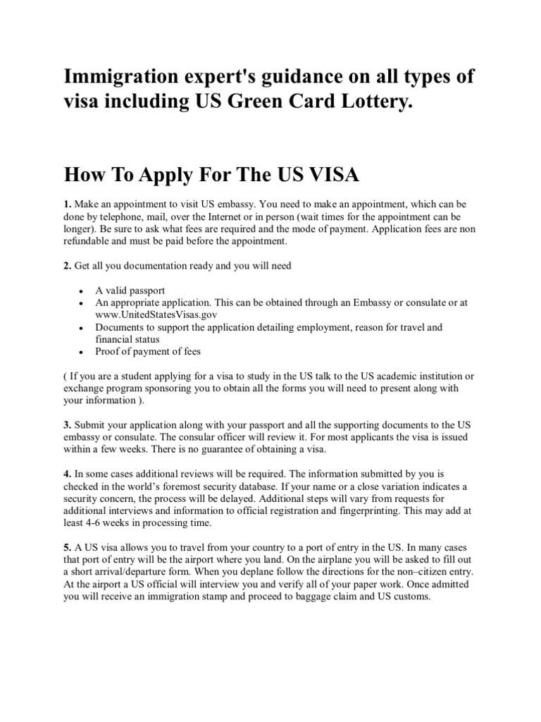 US - VISA Guidance | PDF | Permanent Residence (United States) | H 1 B Visa