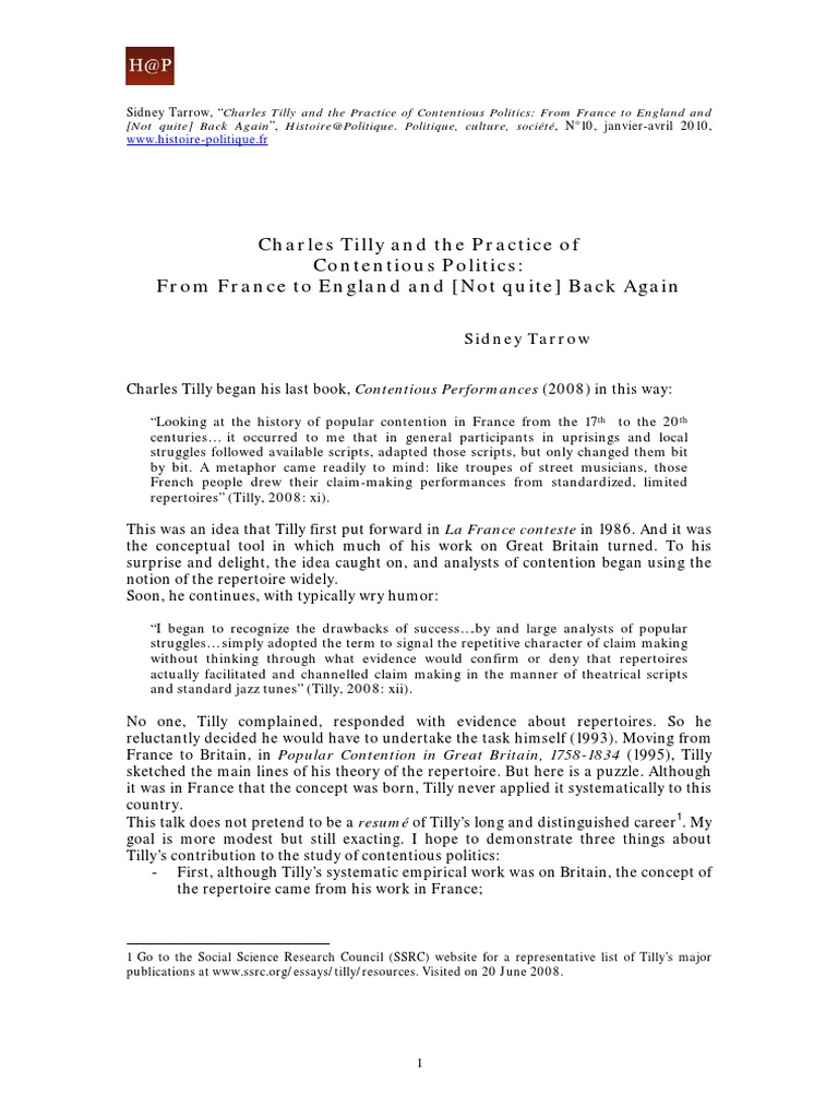 Charles Tilly and The Practice of Contentious Politics - Tarrow | PDF ...