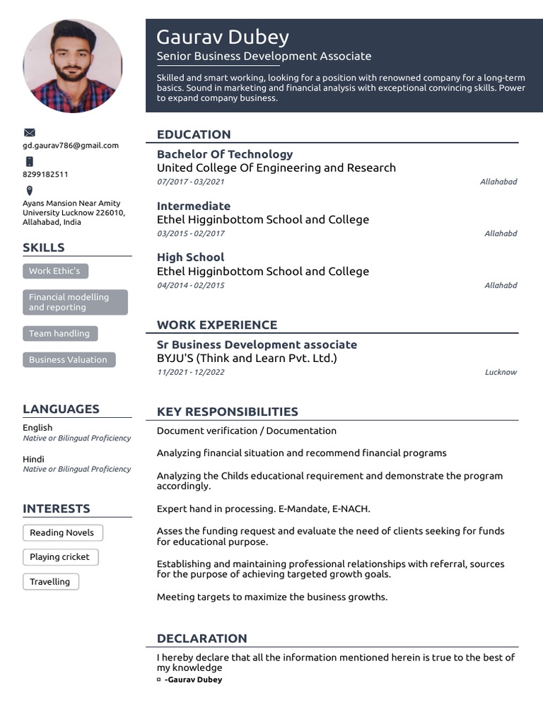 Gaurav's Resume | PDF | Multilingualism | Cognition