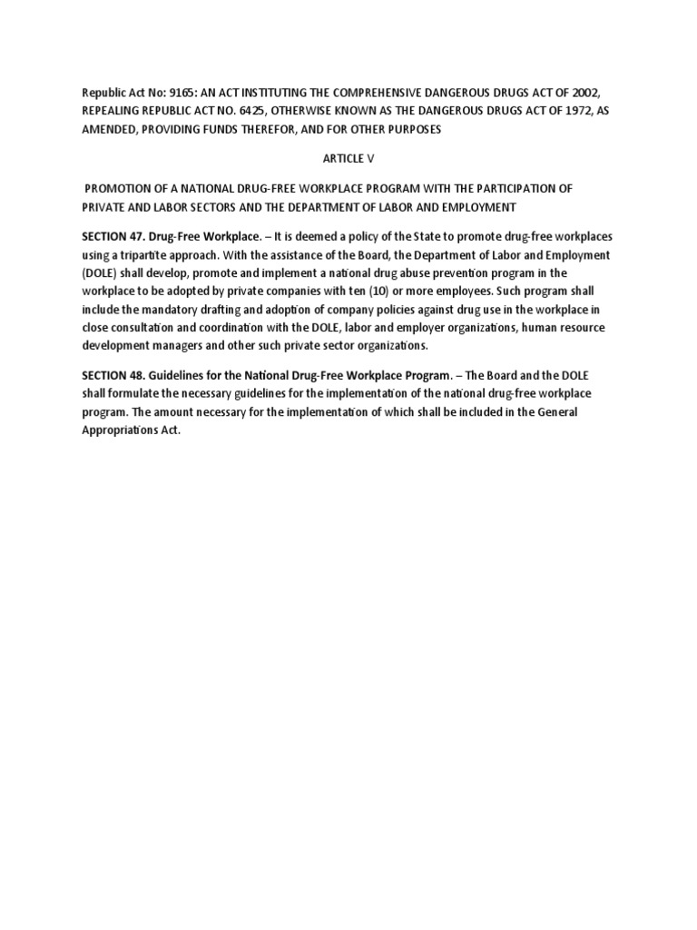 Republic Act No 9165 | PDF | Law