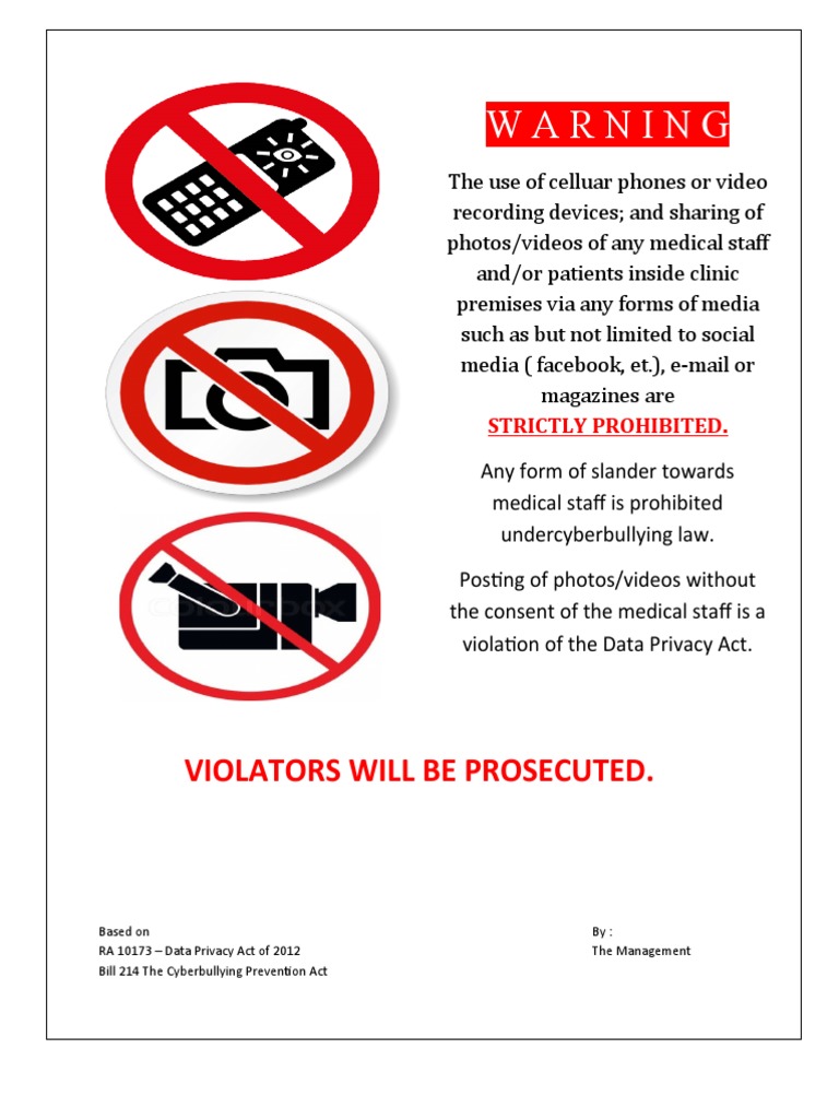 Hospital Video Recording Policy Warning | PDF