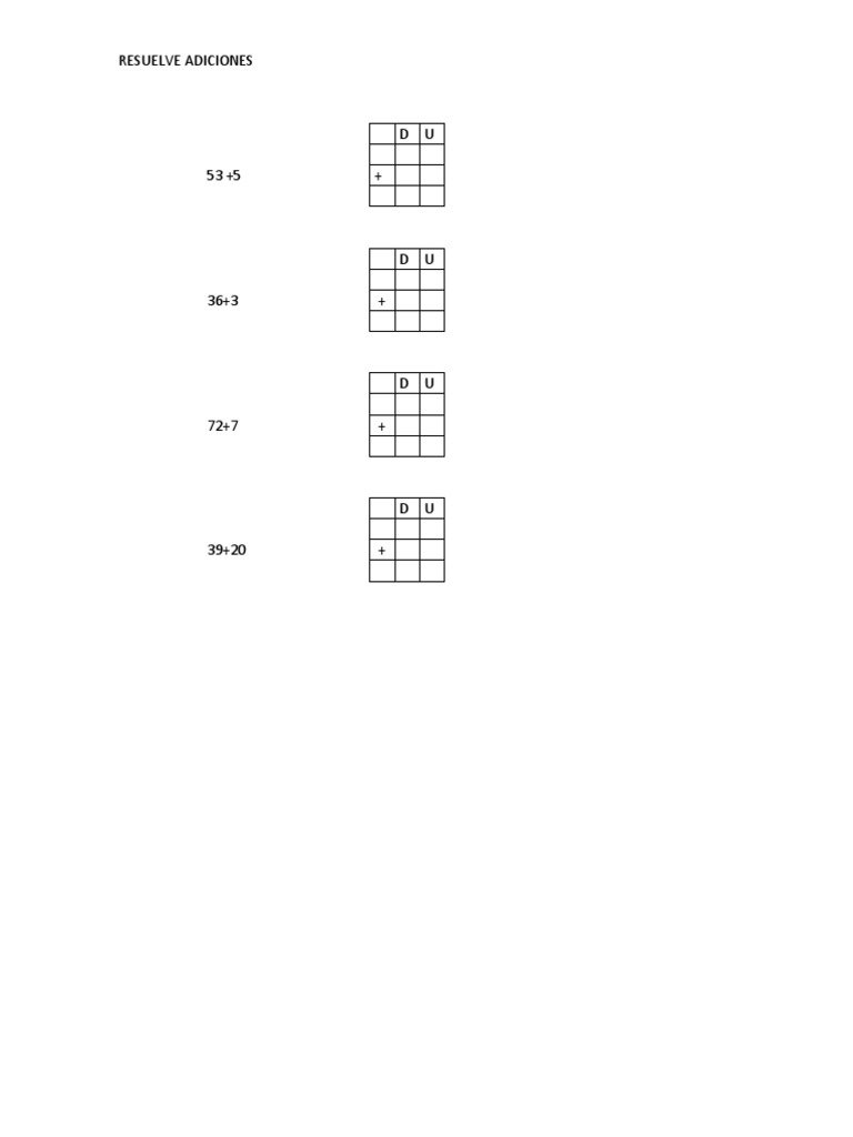 Ejercicios de Adiciones | PDF