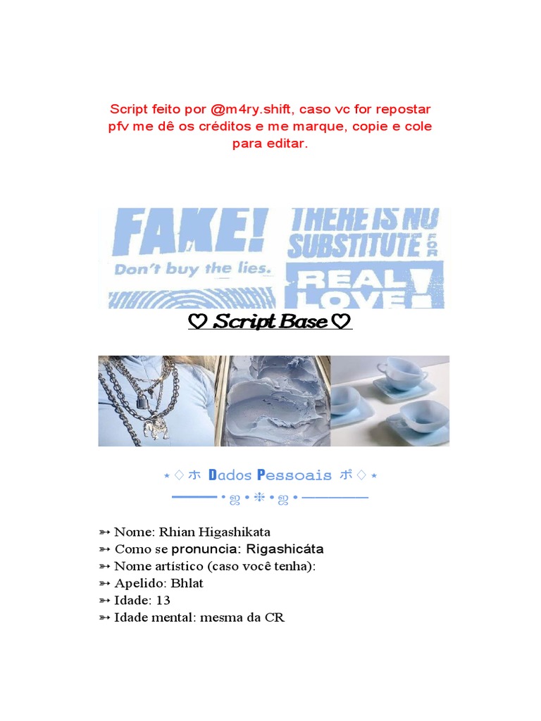 Script Feito Por @m4ry | PDF | Roupas | Homofobia