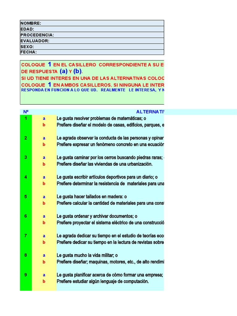 Encuesta de intereses vocacionales | PDF | Business | Perú