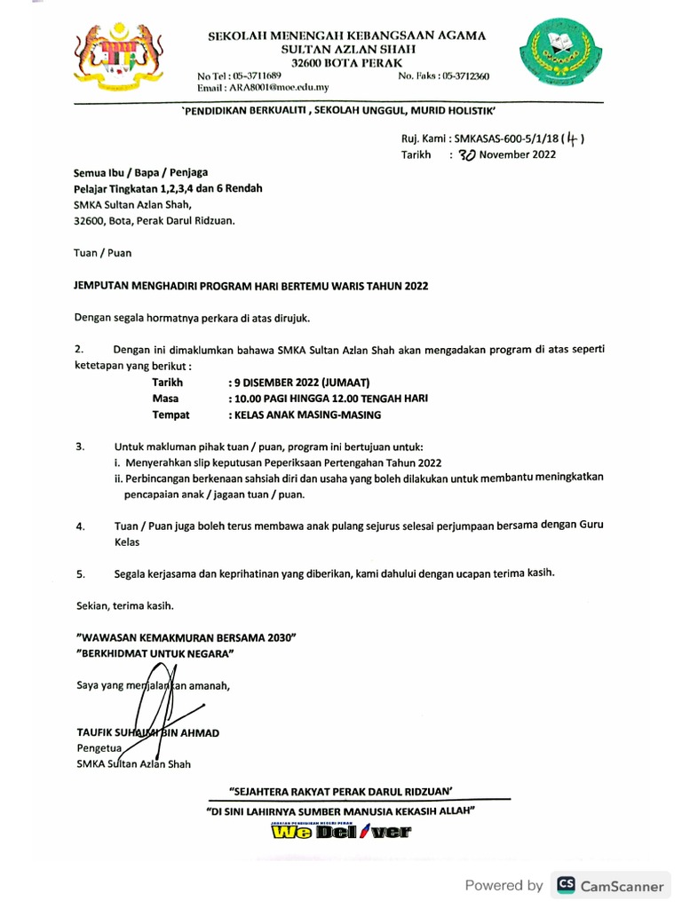 Jemputan Menghadiri Program Hari Bertemu Waris Tahun 2022 | PDF