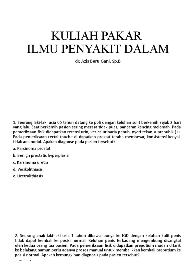 Kuliah Pakar Bedah 1 Dr. Azis Beru Gani, Sp. B | PDF | Sains & Matematika