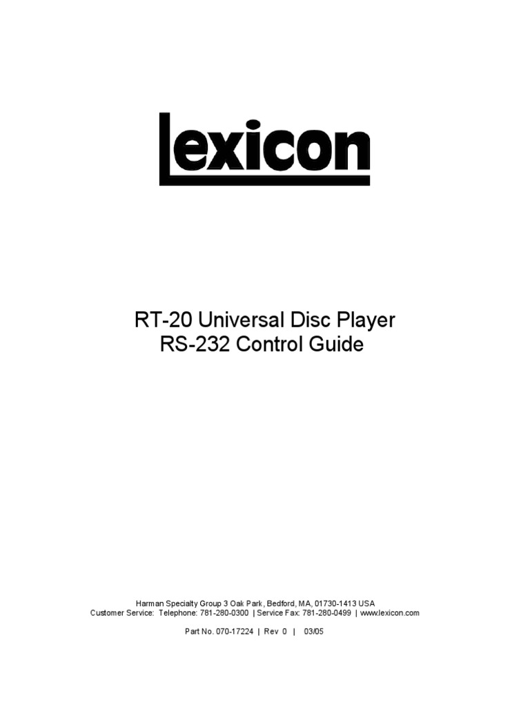 Lexicon RT-20 RS232 Rev0 | PDF | Transmission Control Protocol ...