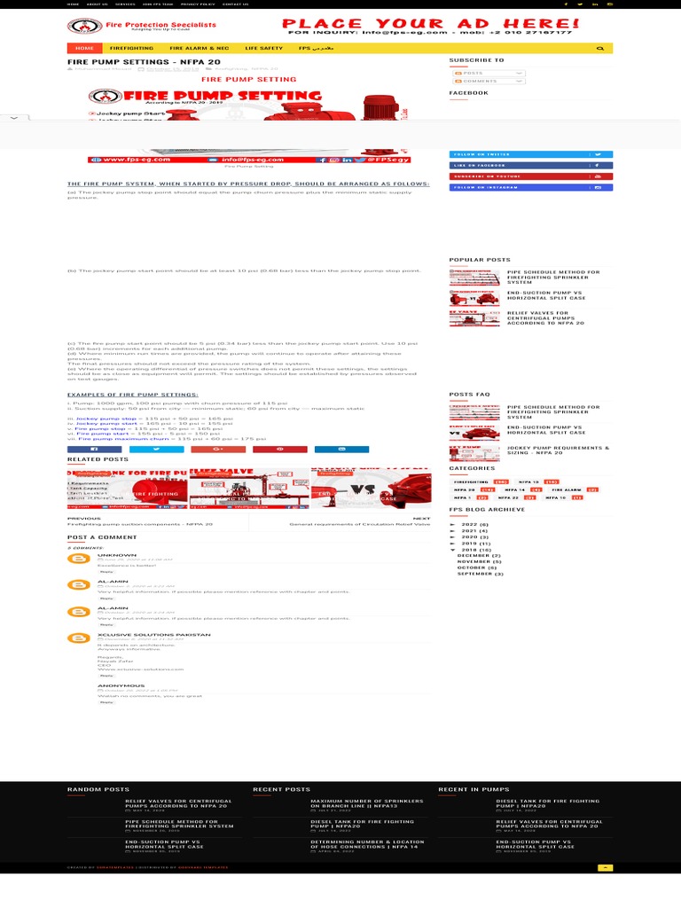 Fire Pump Settings - NFPA 20 - Fire Protection Specialists | PDF | Pump | Fire Sprinkler System