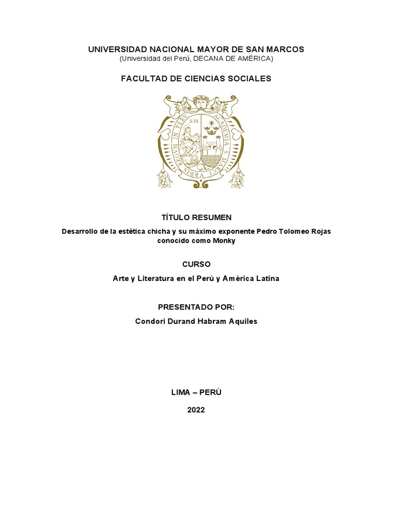 Resumen: El Pionero de Los Carteles Chicha - Pedro Tolomeo Rojas | PDF ...