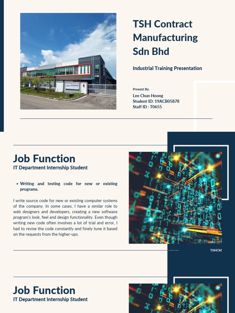 TSH Contract Manufacturing SDN BHD: Industrial Training Presentation ...