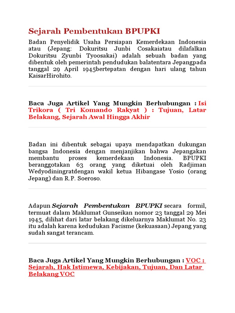 Sejarah Pembentukan dan Perkembangan Badan Penyelidik Usaha Persiapan ...