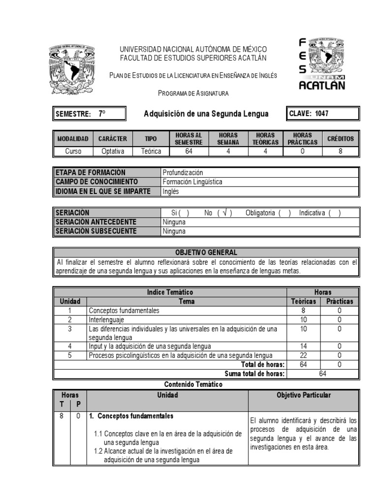 Adquisicion de Una Segunda Lengua | PDF | Segundo lenguaje | Lingüística