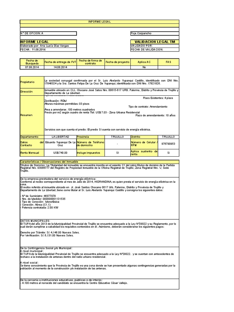Informe de Prefactibilidad - Psje. Corpancho | PDF
