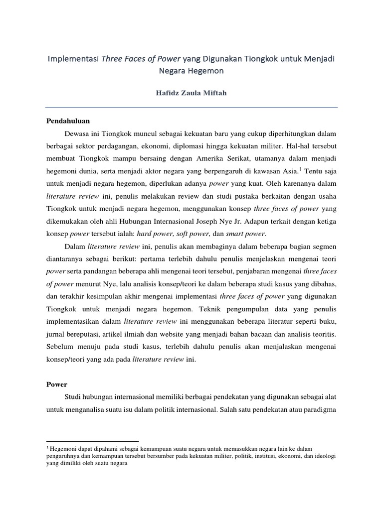 Implementasi Three Faces of Power Yang Digunakan Tiongkok Untuk Menjadi ...