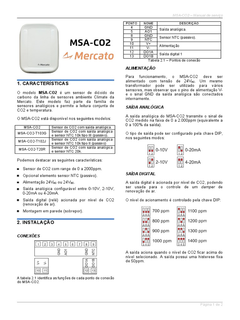 Sensor C02 Mercato Pdf Dióxido De Carbono Eletricidade