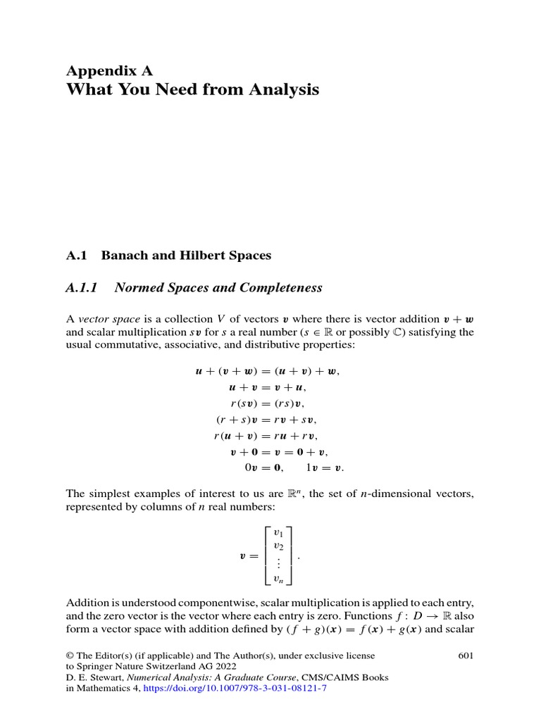What You Need From Analysis: Appendix A | PDF | Distribution (Mathematics) | Vector Space