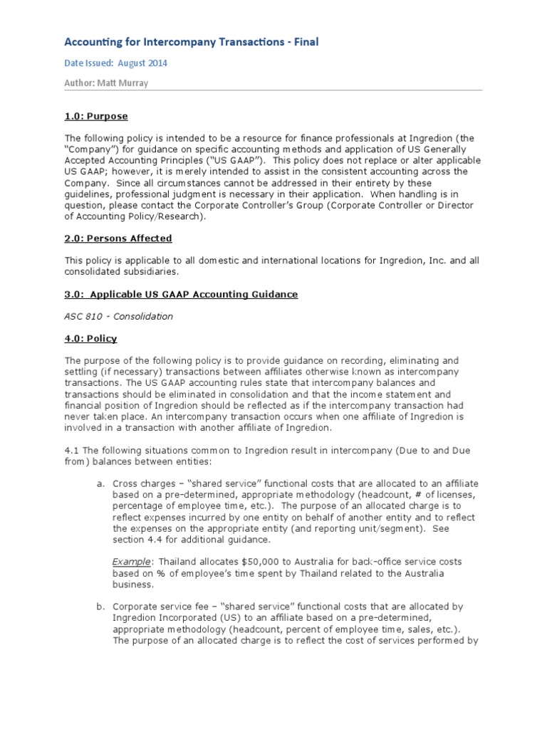 Intercompany Transactions Accounting Guide | PDF | Loans | Interest