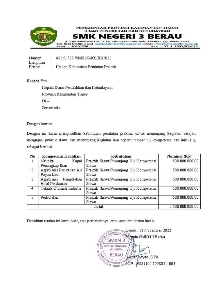 Surat Permohonan Peralatan LSP | PDF