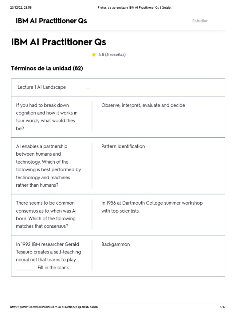 Fichas de Aprendizaje IBM AI Practitioner Qs - Quizletv3 | PDF | Artificial Intelligence ...