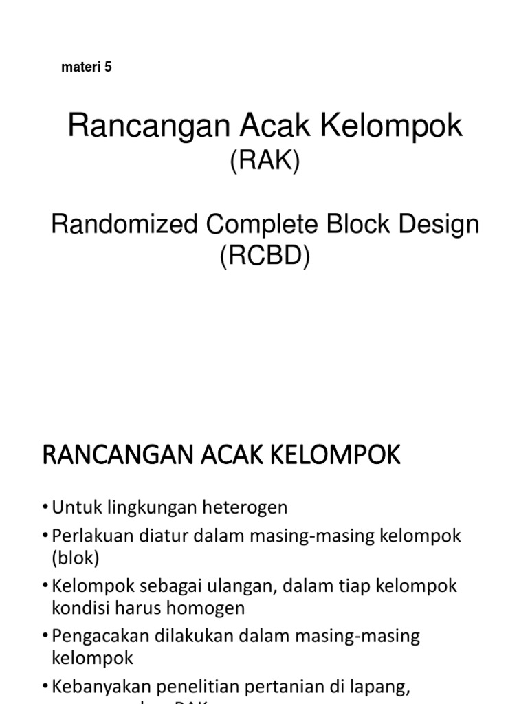 Rancangan Acak Kelompok dalam Pertanian | PDF | Metode & Bahan Ajar ...