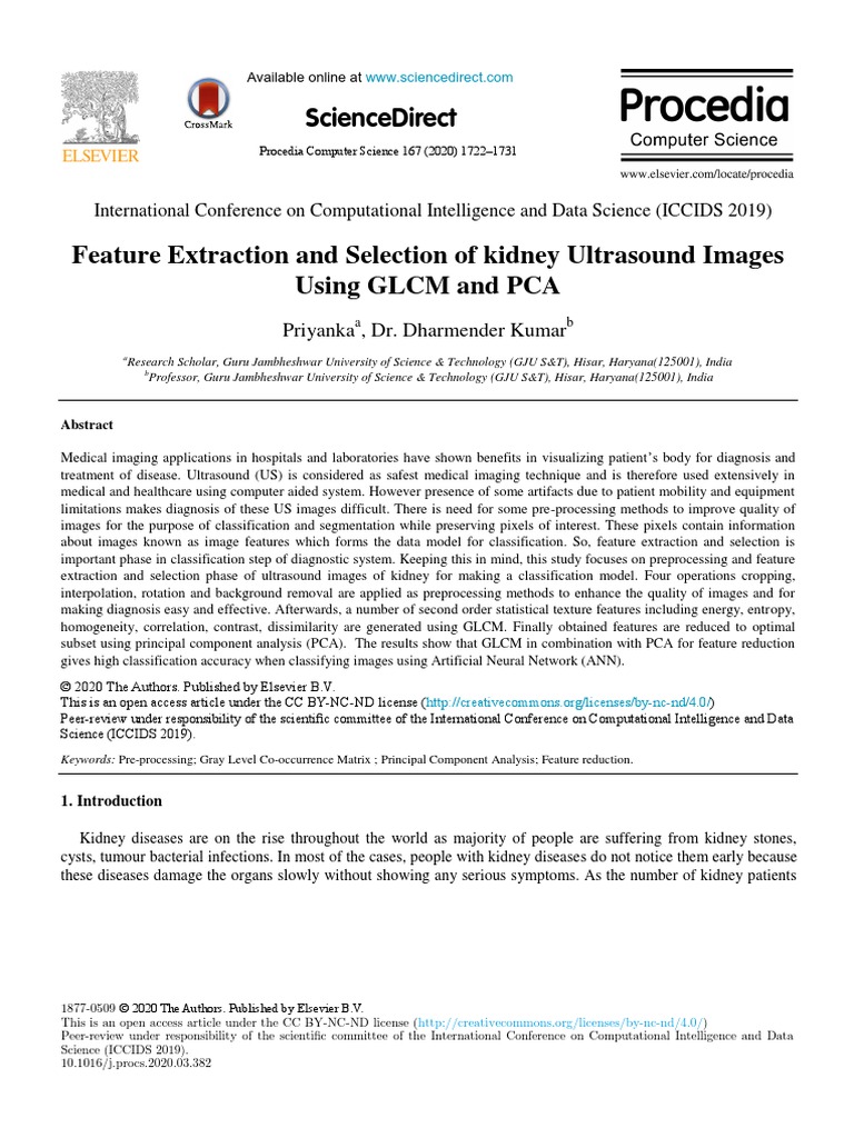 Feature Extraction and Selection of Kidney Ultrasound Images | PDF | Principal Component ...