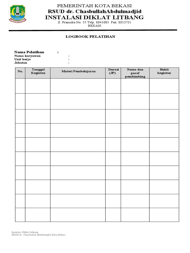 Template Logbook Pelatihan | PDF