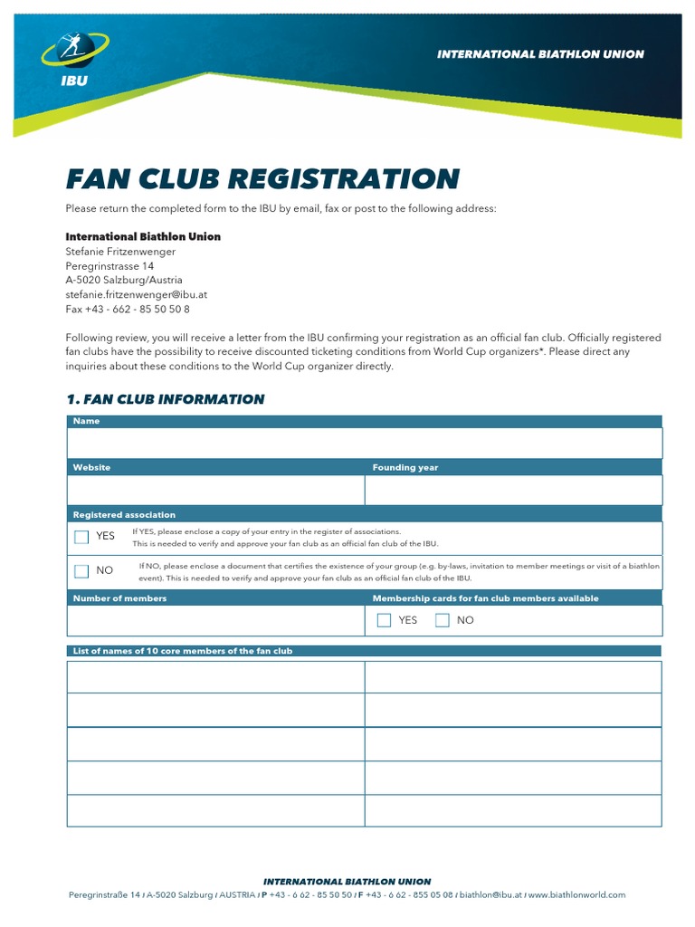Registration Fan Club ENG | PDF