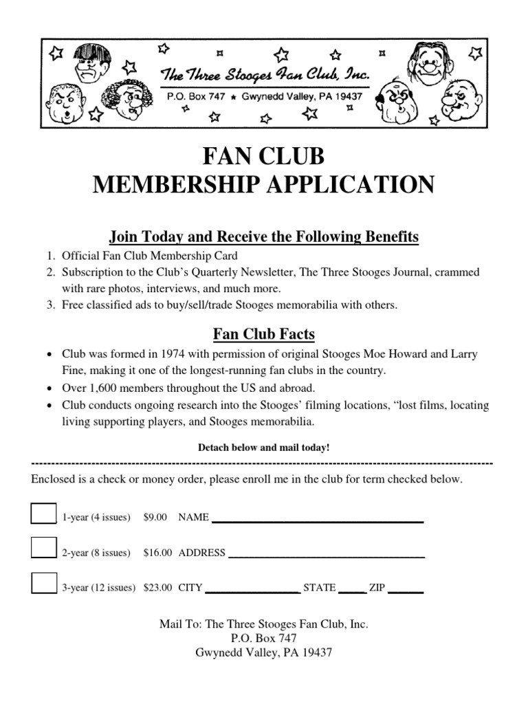 Fan Club Membership Application Form | PDF