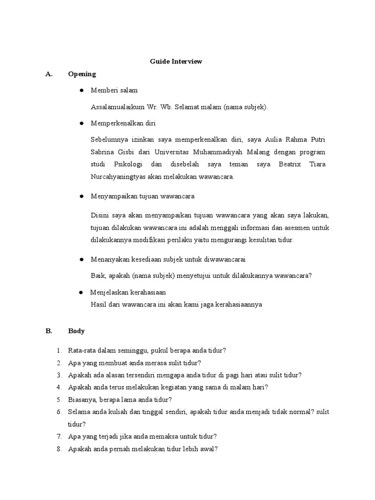 Guideline Interview | PDF