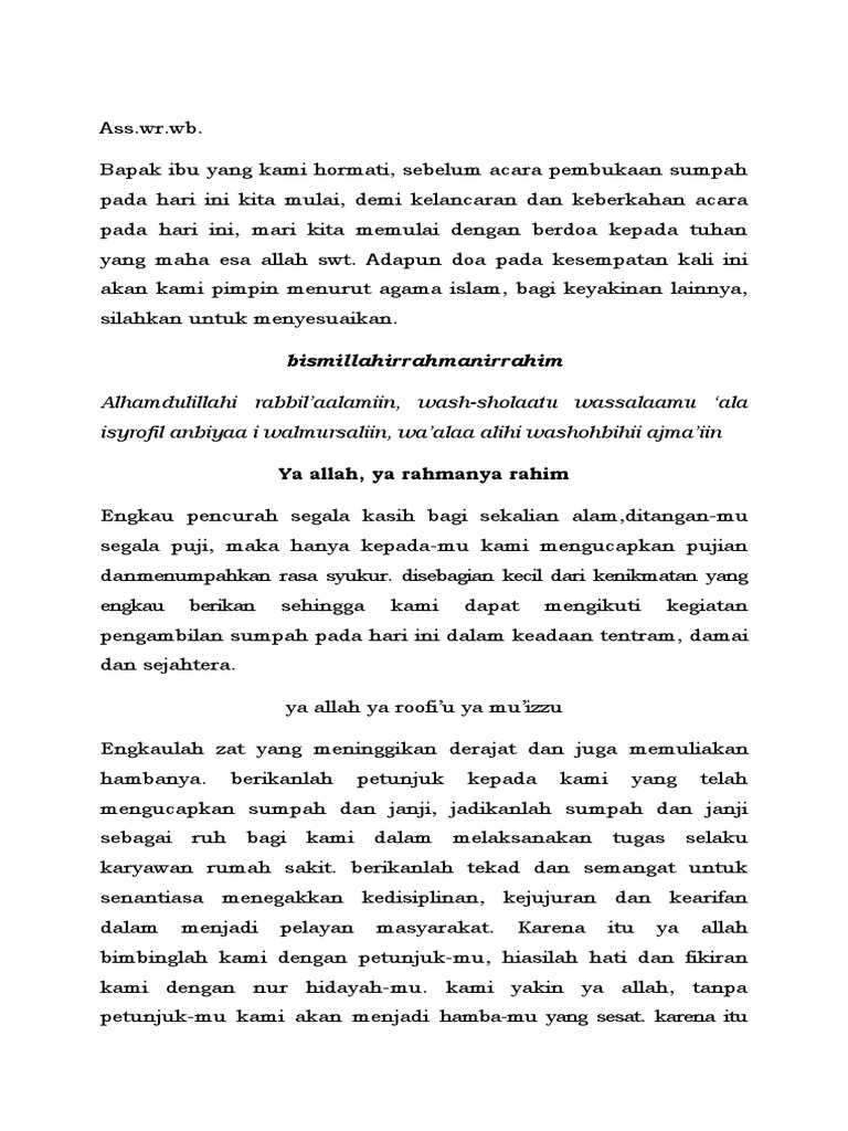 Doa Sumpah Pegawai | PDF | Pengembangan Diri
