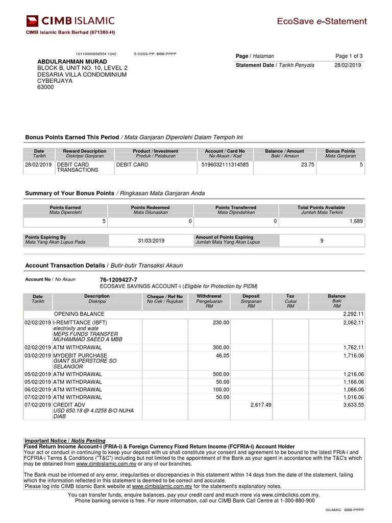 Finincal Statment (Feburary) | PDF | Banks | Automated Teller Machine
